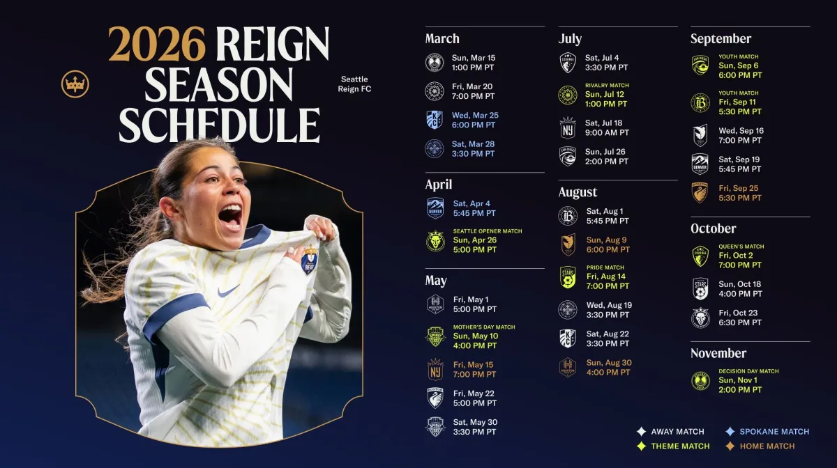 2026 Seattle Reign schedule announced